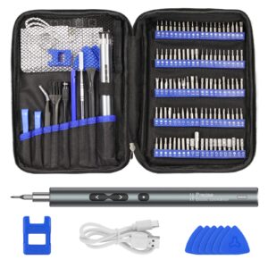 amir electric screwdriver 120 in 1 cordless mini power precision screwdriver set with 100 bits, rechargeable portable magnetic repair tool kit with led lights for phones watch jewelers laptops