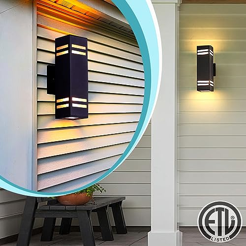 iYogaled Up Down Lights Outdoor Wall Light, Brown Exterior Dawn to Dusk Outdoor Light Fixture, Porch Lights Wall Mount 2 Pack, IP65 Aluminum Modern Outside Lights for House Front Door, Porch