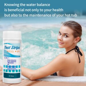 Hankmore 6 in 1 Pool Test Strips 50 Counts Swimming Pool Hot Tub Spa Water Quality Testing for Total Chlorine / Free Chlorine / Bromine / Total Hardness / pH / Cyanuric Acid / Total Alkalinity