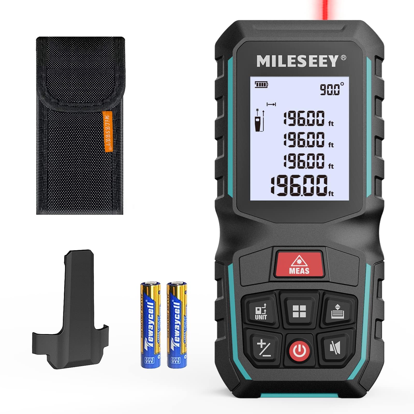 MiLESEEY G2 200FT Laser Measurement Tool with ±0.06 Inch Accuracy, Distance Area Volume Measure and Pythagoras, Portable Handle Laser Measure with ft/in/ft+in/m Unit Switch & Digital Angle (200FT)