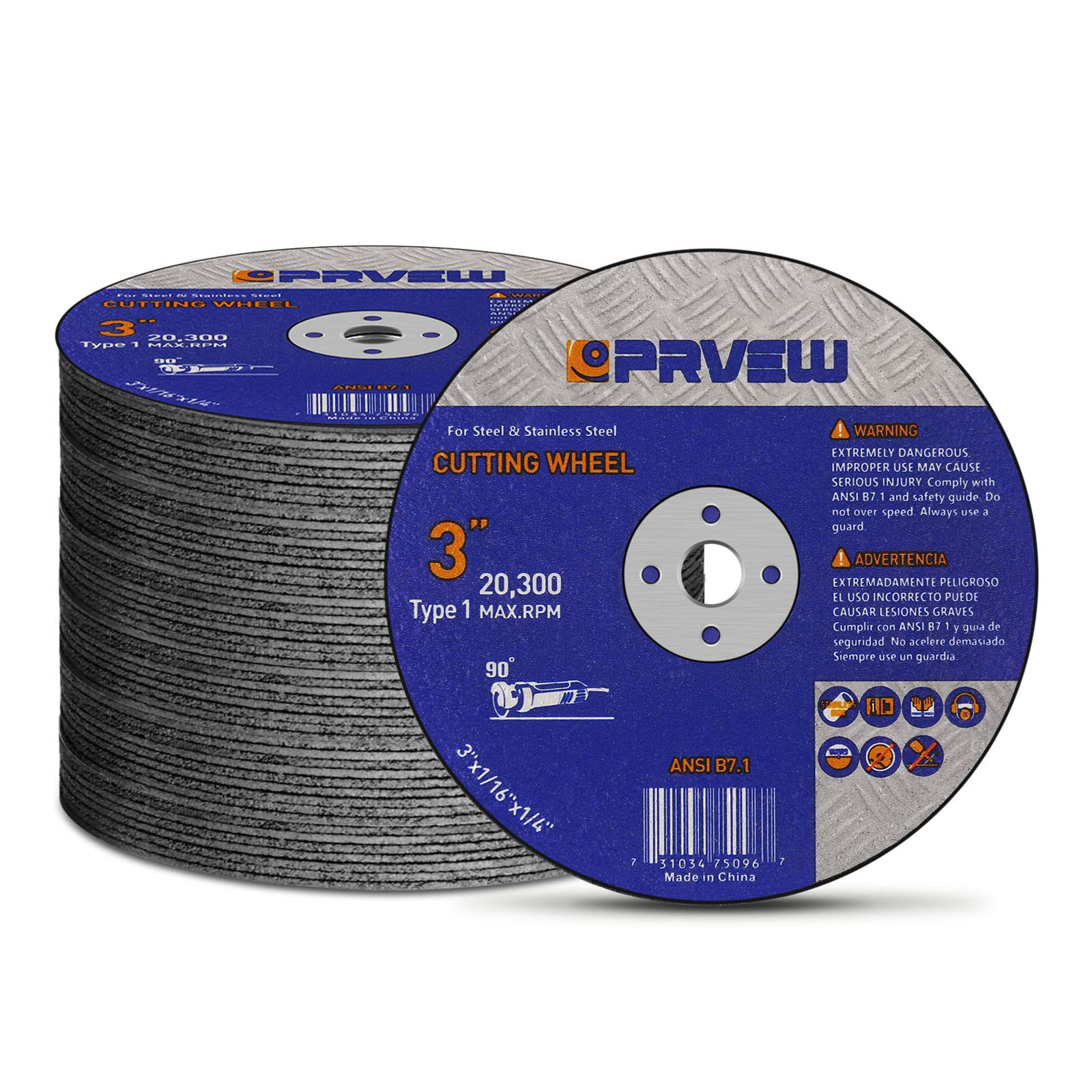 PRVEW 25-Pack 6 Inch Cut Off Wheels,6"x0.045"x7/8"Cutting Wheels, Angle Grinder Cutting Disc General Purpose Cut-Off Wheel(6-Inch)