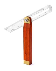 qwork 9-inch stainless steel t-bevel gauge angle finder, metric and inch measurements, sliding angle ruler woodworking t bevel angle finder with locking mechanism and dual scales