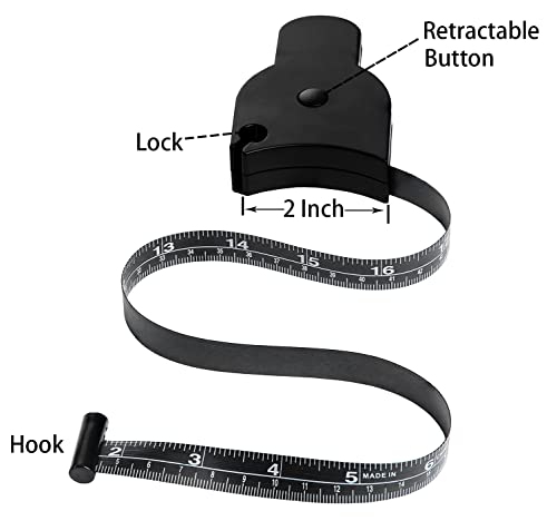 Measuring Tape for Body Measurements 60 Inch(150cm), Soft Automatic Telescopic Tape Measure with Ergnomic and Portable Design, Black