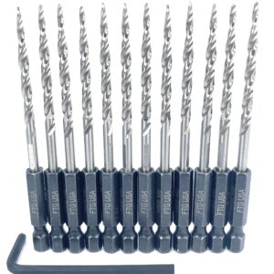 FTG USA Countersink Drill Bit Set 6 Pc #6 (9/64") Wood Countersink Drill Bit Pro Pack Countersink Set, 12 Replacement Tapered Countersink Drill Bits 9/64",1 Stop Collar, Hex Wrench