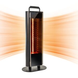 east oak 1200w patio heater, under table electric heater with double-sided design silent heating, ip65 waterproof portable outdoor heater with handle and protection from tip-over & overheating