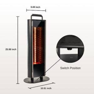 EAST OAK 1200W Patio Heater, Under Table Electric Heater with Double-Sided Design Silent Heating, IP65 Waterproof Portable Outdoor Heater with Handle and Protection from Tip-Over & Overheating