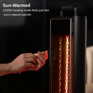 EAST OAK 1200W Patio Heater, Under Table Electric Heater with Double-Sided Design Silent Heating, IP65 Waterproof Portable Outdoor Heater with Handle and Protection from Tip-Over & Overheating