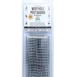 Weepless Weep Hole Pest Guard Kit- Pre-Cut Galvanized 1/4" Wire Mesh, Pack of 40, Keep Wasp, Mice, Lizards, Roaches, Spiders, Other Pest Out. Insert Tool Included.