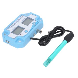 water quality monitor tester, 3 in 1 salinity temperature ph tester digital lcd screens backlight real time monitoring rechargeable wall mount water quality tester for aquariums hydroponics pool(us)