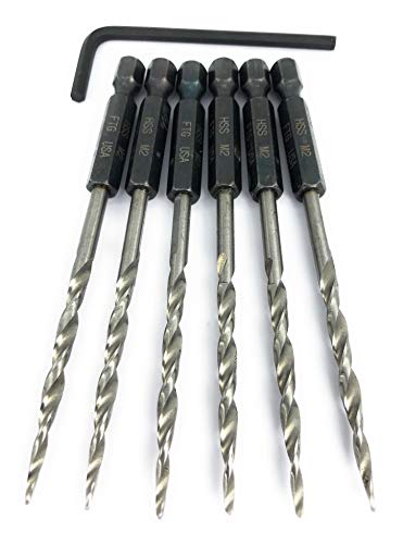 FTG USA Countersink Drill Bit Set 6 Pc #8(11/64") Wood Countersink Drill Bit, Pro Pack Countersink Bit, 1 Extra Tapered Drill Bit, 1 Stop Collar, 1 Hex Wrench, and 6 Pcs #8 (11/64") Replacement Drill