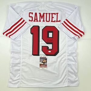 autographed/signed deebo samuel san francisco white alternate football jersey jsa coa