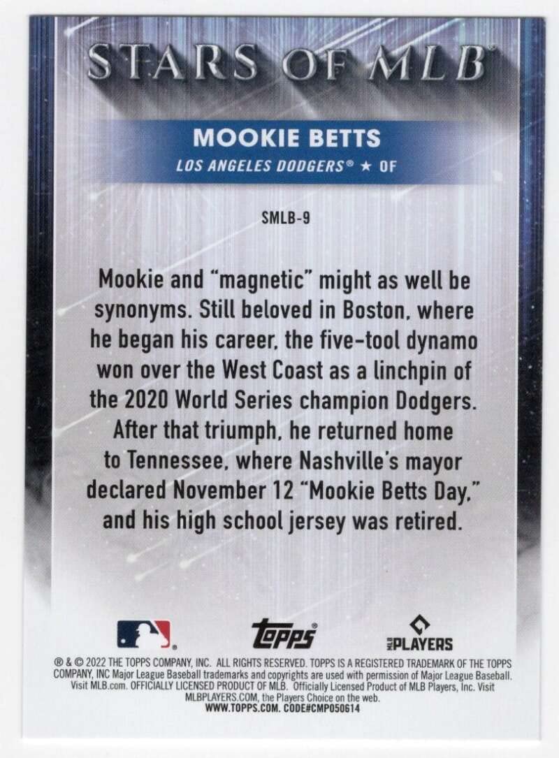 MOOKIE BETTS 2022 Topps Stars of NM+-MT+ MLB Baseball #SNM+-MT+ MLB Baseball-9 NM+-MT+ MLB Baseball Dodgers