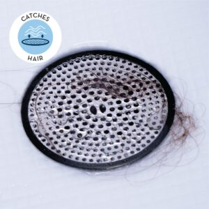 S&T INC. Shower Drain Hair Catcher, Shower Drain Cover with Stainless Steel with Anti-Skid Silicone Ring, 4.5 Inch Diameter