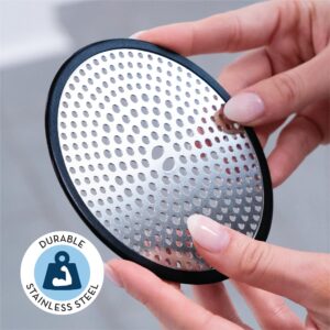 S&T INC. Shower Drain Hair Catcher, Shower Drain Cover with Stainless Steel with Anti-Skid Silicone Ring, 4.5 Inch Diameter