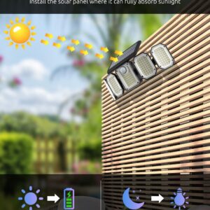 OTDLIGHT Solar Outdoor Lights, 300LED 2700LM 5 Heads Solar Powered Motion Sensor LED Security Light with Remote Control, IP65 Waterproof Floodlight, 360°Beam Angle Wall Lights for Garden Driveway