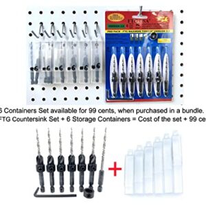 FTG USA Countersink Drill Bit Set 6 Pc #6(9/64") Wood Countersink Drill Bit, Pro Pack Countersink Bit, 1 Extra Tapered Drill Bit, 1 Stop Collar, 1 Hex Wrench and 3 Replacement Tapered Bits 9/64"