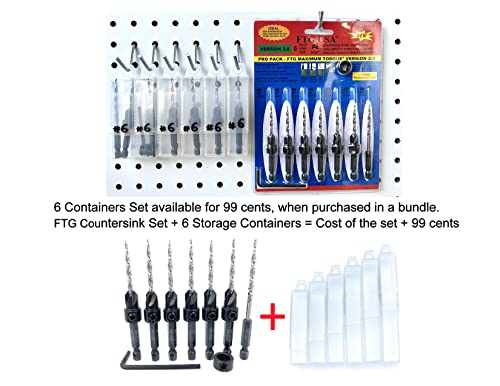 FTG USA Countersink Drill Bit Set 6 Pc #6(9/64") Wood Countersink Drill Bit, Pro Pack Countersink Bit, 1 Extra Tapered Drill Bit, 1 Stop Collar, 1 Hex Wrench and 3 Replacement Tapered Bits 9/64"