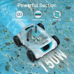 AIPER Automatic Pool Cleaner, Second Generation Robotic Pool Vacuum with Dynamic Dual-Drive Motors, Bottom Brush, 33ft Swivel Floating Cable, Ideal for Above/In Ground Pool Floor Cleaning