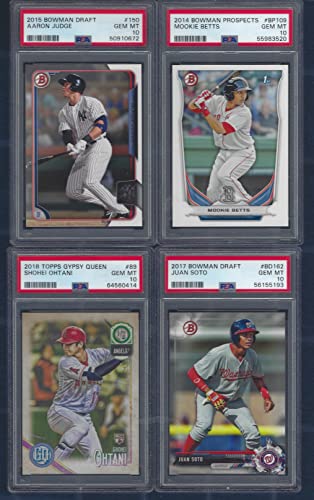 PSA 10 AARON JUDGE MOOKIE BETTS SHOHEI OHTANI & JUAN SOTO 4 CARD ROOKIE LOT GRADED PSA GEM MINT 10 MLB SUPERSTARS