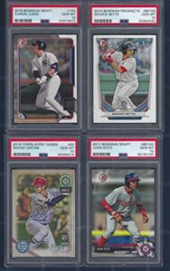 psa 10 aaron judge mookie betts shohei ohtani & juan soto 4 card rookie lot graded psa gem mint 10 mlb superstars