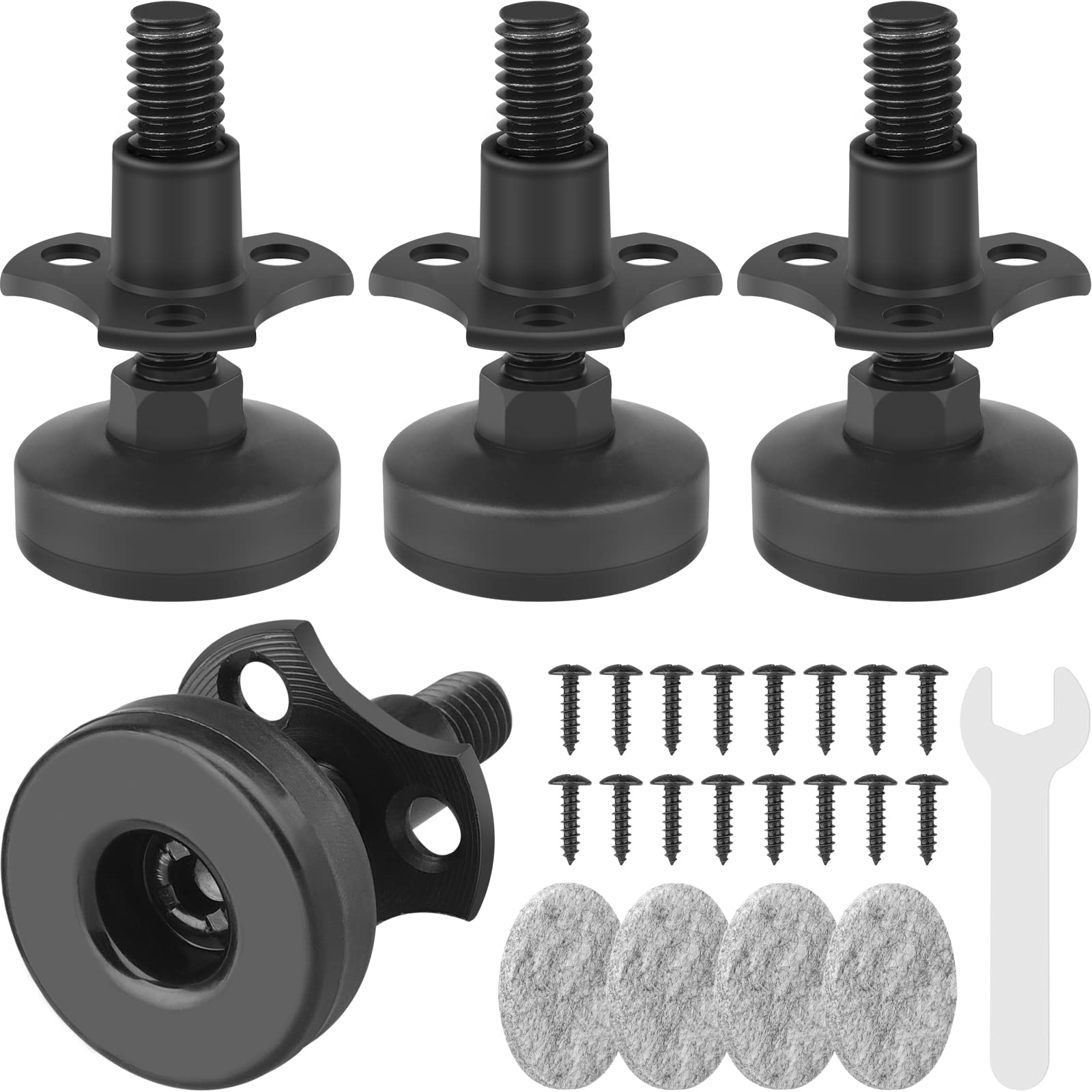 Heavy Duty Furniture Levelers 3/8''-16 Thread w/ T-Nut Kit Furniture Leveling Feet Adjustable Furniture Levelers for Tables,Cabinets,Chairs,Workbench,Sofa and More,Large Base Supports 1320LBs-4 Packs