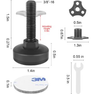 Heavy Duty Furniture Levelers 3/8''-16 Thread w/ T-Nut Kit Furniture Leveling Feet Adjustable Furniture Levelers for Tables,Cabinets,Chairs,Workbench,Sofa and More,Large Base Supports 1320LBs-4 Packs