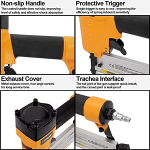 Hoteche 2-in-1 Pneumatic Brad Nailer 18Ga 3/8-Inch to 2-Inch Staple Gun Kit Framing Palm Nail Gun for Wood Working and Roofing Pin Nailer with Carrying Box