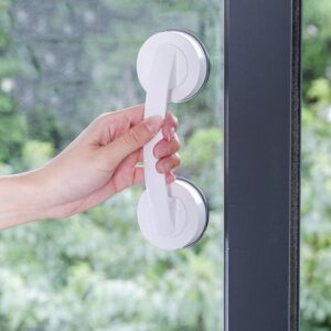 WANLIAN-Powerful Suction Cup Glass Mirror Door Handle, Refrigerator Drawer Bathroom Suction Cup Wall handrail, Bathtub Shower Handle Kitchen Drawer Cabinet Handle Suction Cup (White Large)