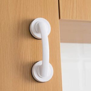 WANLIAN-Powerful Suction Cup Glass Mirror Door Handle, Refrigerator Drawer Bathroom Suction Cup Wall handrail, Bathtub Shower Handle Kitchen Drawer Cabinet Handle Suction Cup (White Large)