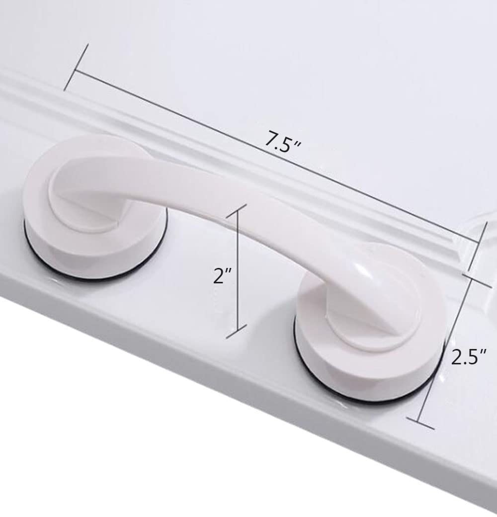 WANLIAN-Powerful Suction Cup Glass Mirror Door Handle, Refrigerator Drawer Bathroom Suction Cup Wall handrail, Bathtub Shower Handle Kitchen Drawer Cabinet Handle Suction Cup (White Large)