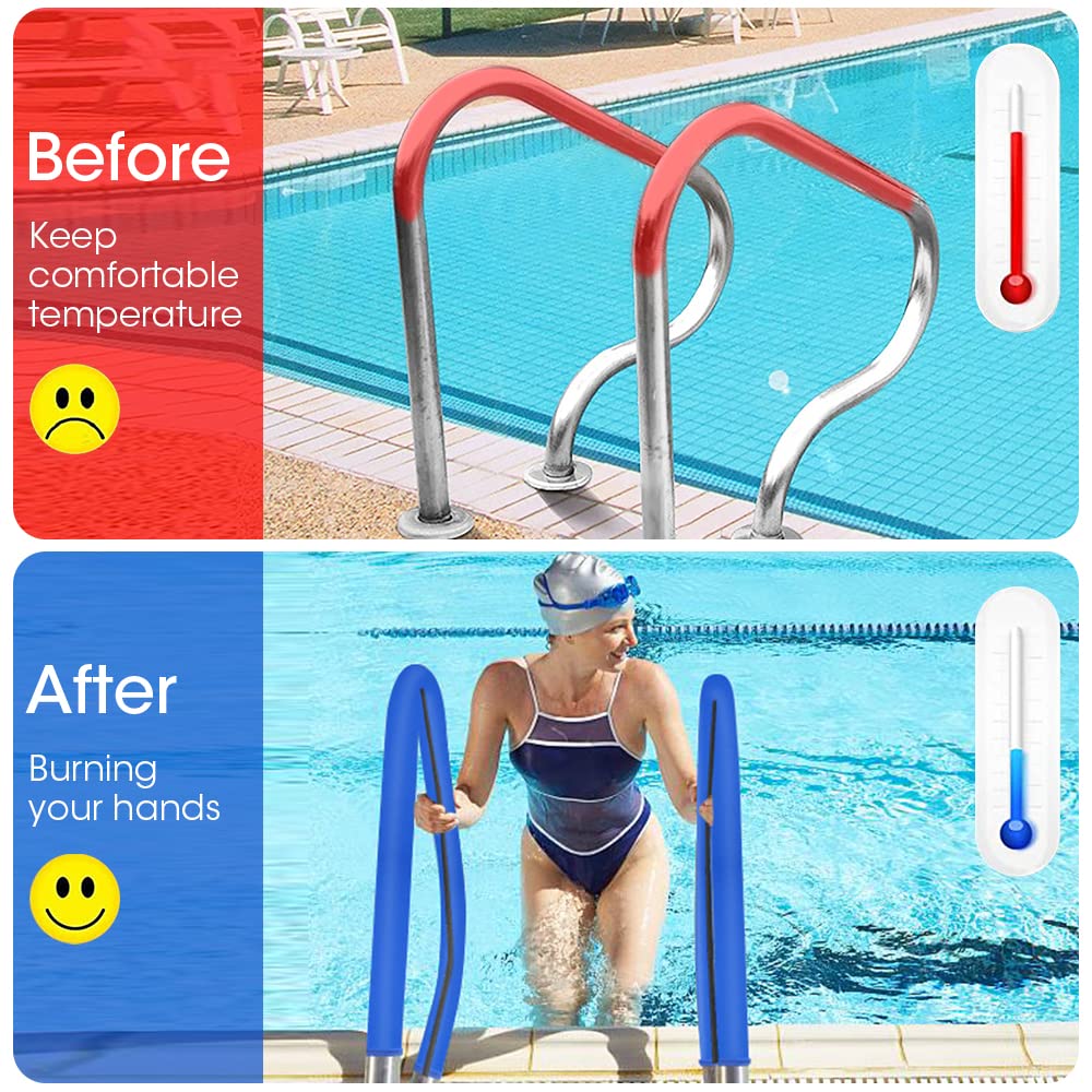 2Pcs Pool Handrail Cover with Zipper, Swimming Pool Hand Railing Covers Anti-Slip Anti-Scald Safety Ladder Rail Grip Sleeve 4FT