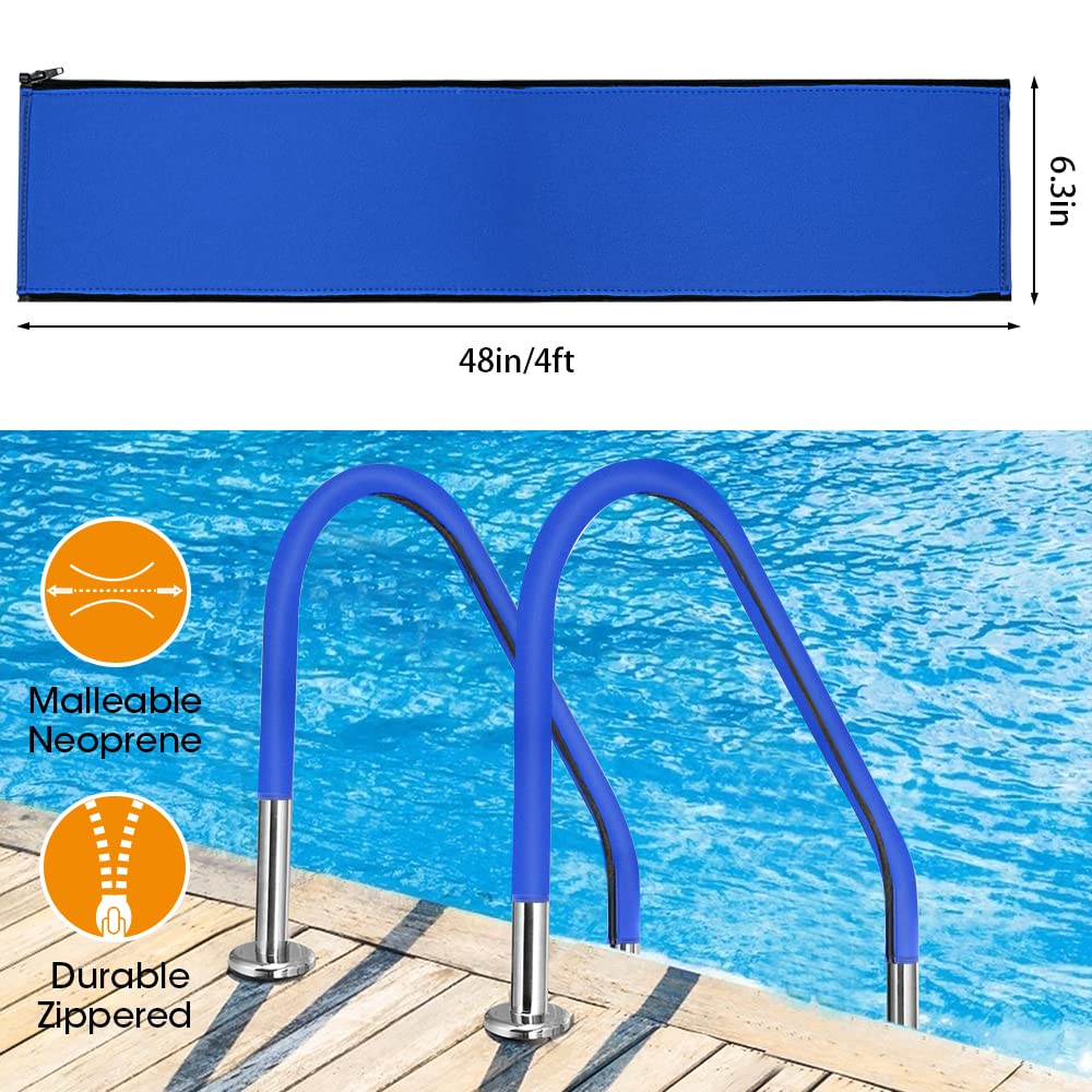 2Pcs Pool Handrail Cover with Zipper, Swimming Pool Hand Railing Covers Anti-Slip Anti-Scald Safety Ladder Rail Grip Sleeve 4FT