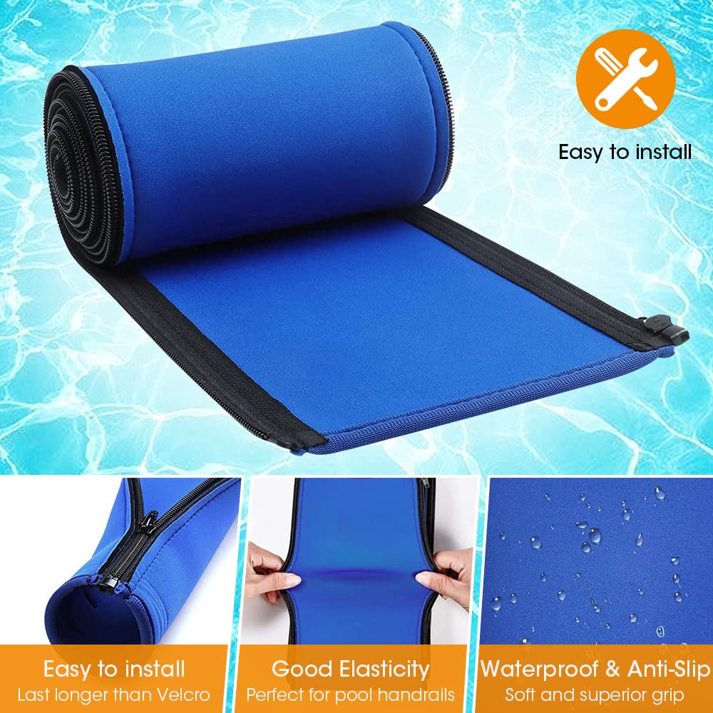 2Pcs Pool Handrail Cover with Zipper, Swimming Pool Hand Railing Covers Anti-Slip Anti-Scald Safety Ladder Rail Grip Sleeve 4FT