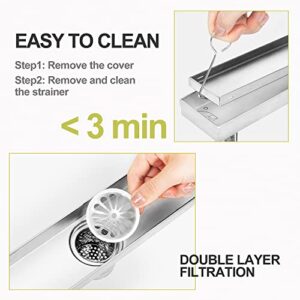 Linear Shower Drain 36 Inch with 2-in-1 Flat & Tile Insert Cover, Modbath Rectangle Shower Floor Drain with Adjustable Leveling Feet and High Flow Filter, SUS304 Stainless Steel Brushed Nickel