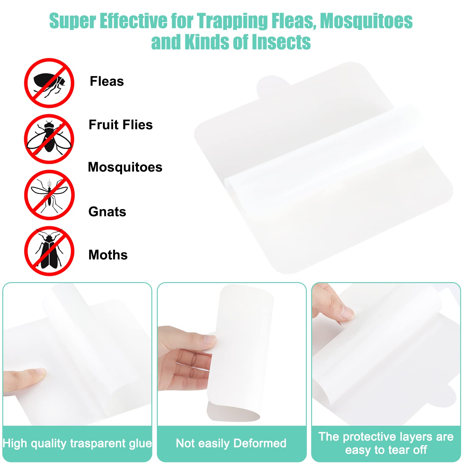 Kittmip 12 Pack Flea Trap Refill 6 Inch Replacement Sticky Glue Pads Compatible with Terro T230, T231 Flea Trap Refill, Glue Refill Board for PET, Flies, Fleas, Mosquitos Control, Family Safe