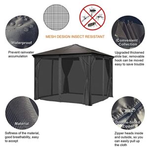 SunCula Replacement Gazebo Mosquito Netting Screen with Zipper for Patio Outdoor ,Garden and Backyard (10'x12', Black, Only Netting)