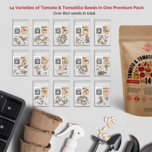 Organo Republic 14 Rare Tomato & Tomatillo and 14 Herb, Tomato & Chili Pepper Seeds Bundle Non-GMO Heirloom Seeds for Indoor and Outdoor Over 3000 Salsa & Tomato Seeds in One Value Bundle