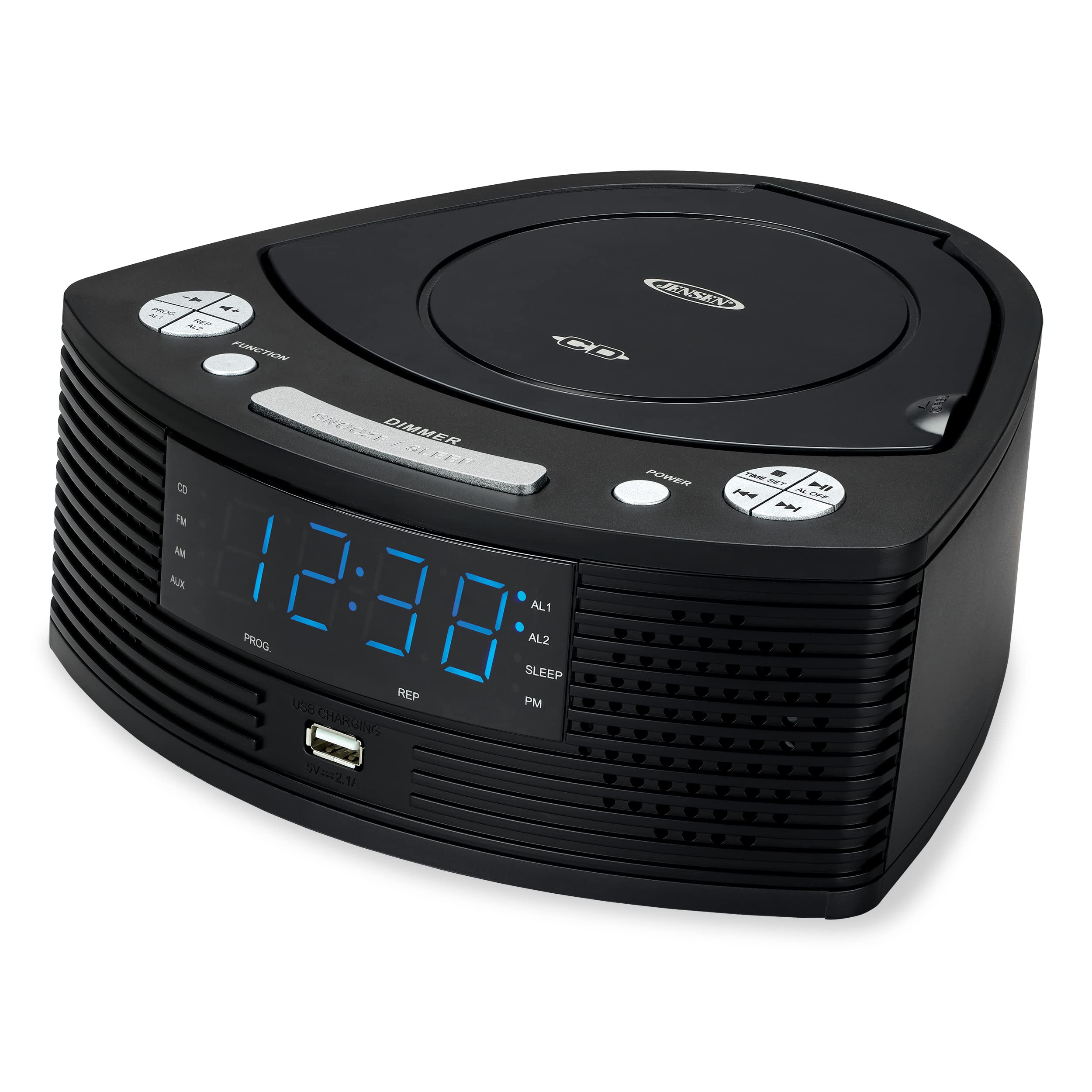 Jensen® Stereo Compact Disc Player with AM/FM Digital Dual Alarm Clock Radio