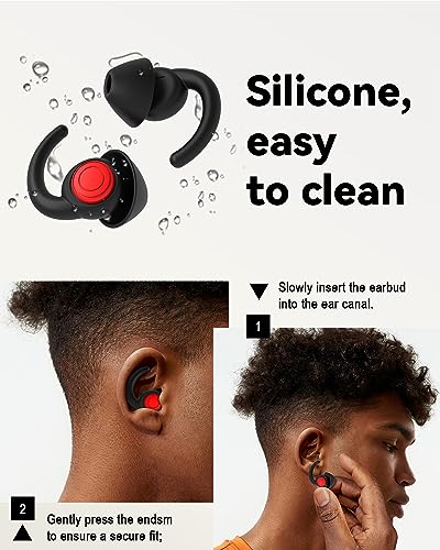 SUPCEAT Ear Plugs for Sleeping - Noise Reduction Soft Silicone Earplugs, 2 Pairs Reusable Hearing Protection Earplugs for Noise Sensitivity, Sleep,Snore,Travel,Sound Reduction Noise Cancelling - Black