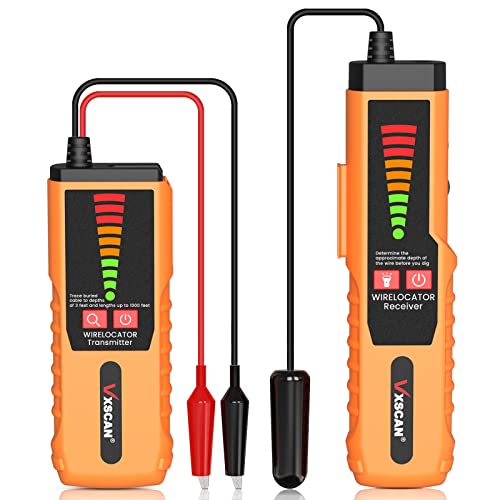 Underground Wire Tracer, VXSCAN F04 Wire Locator Tone Generator Kit and Probe with Earphone Cable Tester for Locating Breakage Cables Irrigation Wires (Orange)