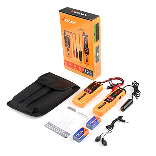 Underground Wire Tracer, VXSCAN F04 Wire Locator Tone Generator Kit and Probe with Earphone Cable Tester for Locating Breakage Cables Irrigation Wires (Orange)