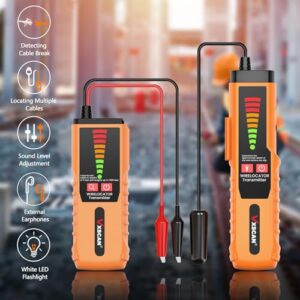 Underground Wire Tracer, VXSCAN F04 Wire Locator Tone Generator Kit and Probe with Earphone Cable Tester for Locating Breakage Cables Irrigation Wires (Orange)