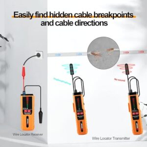 Underground Wire Tracer, VXSCAN F04 Wire Locator Tone Generator Kit and Probe with Earphone Cable Tester for Locating Breakage Cables Irrigation Wires (Orange)