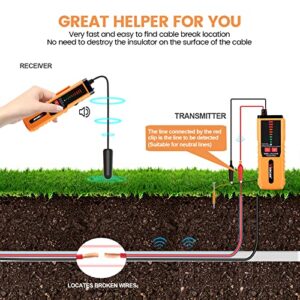 Underground Wire Tracer, VXSCAN F04 Wire Locator Tone Generator Kit and Probe with Earphone Cable Tester for Locating Breakage Cables Irrigation Wires (Orange)