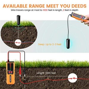 Underground Wire Tracer, VXSCAN F04 Wire Locator Tone Generator Kit and Probe with Earphone Cable Tester for Locating Breakage Cables Irrigation Wires (Orange)