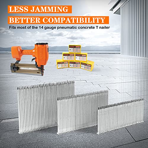 KAMSIN ST18 14 Gauge Concrete T Nails, 3/4'' (18MM) Length Collated Concrete T Nails, Galvanzied, 800 PCS/BOX, Fasteners for Pneumatic Concrete T Nailer, Air T Nail Gun