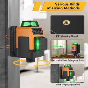 OMMO Laser Level, 8 Lines Green Laser Level Self Leveling Tool, 150ft Line Laser Level Beam Tool with One 360° Vertical and One 360° Horizontal Lines, Magnetic Stand and USB Cable Included