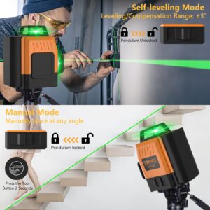 OMMO Laser Level, 8 Lines Green Laser Level Self Leveling Tool, 150ft Line Laser Level Beam Tool with One 360° Vertical and One 360° Horizontal Lines, Magnetic Stand and USB Cable Included