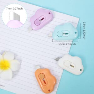 12 Pieces Mini Retractable Utility Knife Box Cutter Letter Opener Pocket Knives Colorful Mini Slides Open for Letter Small Box Opening Paper Cutting DIY Crafts (Cloud)