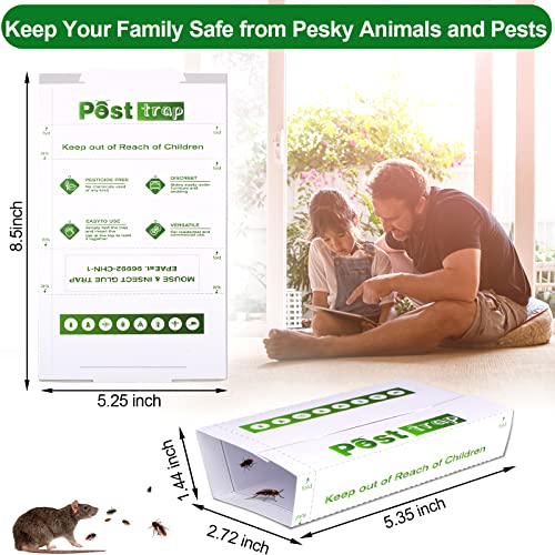 Protecker Super Sticky Glue Traps Bugs Mice Pest Control, Mouse Traps Indoor Home No Kill Safe Pets Strong Enough,Insect Snap Trap Sticky Indoor Glue Boards Easy to Use Around The House,20PCS